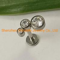 China Wholesale Fashion Jewelry Simple Personality White Stones G23 Titanium Body Jewelry Piercing for Lip Tpn017 for sale