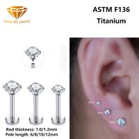 China Fashion Jewelry ASTM F136 / G23 Titanium Piercing Single Stone 1.0/1.2mm Internally Thread Lip Stud Ear Piercing Tp2903 for sale