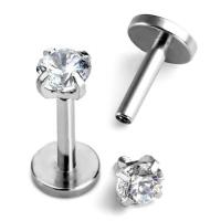 China Fashion Jewelry ASTM F136 / G23 Titanium Piercing Single Stone 1.0/1.2mm Internally Thread Lip Stud Ear Piercing Tp2903 for sale