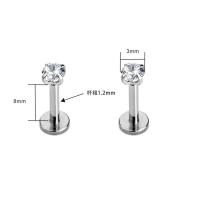 China Fashion Jewelry ASTM F136 / G23 Titanium Piercing Single Stone 1.0/1.2mm Internally Thread Lip Stud Ear Piercing Tp2903 for sale