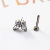 China ASTM F136 Titanium G23 Titanium Threadless Push in CZ Pave Triple Butterfly Top Tpn060 for sale