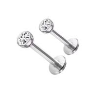 China ASTM F136 G23 Titanium Body Jewelry Internal Thread Lip Stud Design Bezel Set CZ Top Labret Piercing Jewelry for Woman Tp0033 for sale