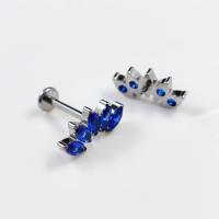 China G23 Titanium 5 Prong Set Jewelry Marquise Blue CZ Internally Threaded Top Labret Sm0935 for sale