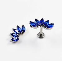 China G23 Titanium 5 Prong Set Jewelry Marquise Blue CZ Internally Threaded Top Labret Sm0935 for sale