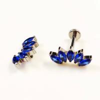 China G23 Titanium 5 Prong Set Jewelry Marquise Blue CZ Internally Threaded Top Labret Sm0935 for sale