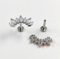 China High Quality ASTM F-136 Titanium Jewelry 7 Prong Set Marquise Internally Top Polished Piercing Labret Sm0834 for sale
