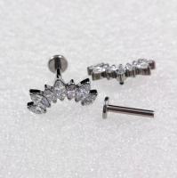 China High Quality ASTM F-136 Titanium Jewelry 7 Prong Set Marquise Internally Top Polished Piercing Labret Sm0834 for sale