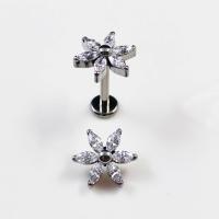 China Titanium 5 Prong Set Marquise CZ Flower ASTM F136 Titanium Jewelry Internally Threaded Top Labret Sm1065 for sale