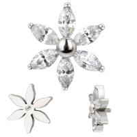 China Titanium 5 Prong Set Marquise CZ Flower ASTM F136 Titanium Jewelry Internally Threaded Top Labret Sm1065 for sale