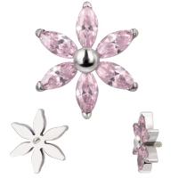 China Titanium 5 Prong Set Marquise CZ Flower ASTM F136 Titanium Jewelry Internally Threaded Top Labret Sm1065 for sale