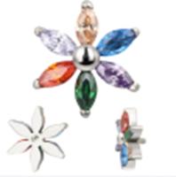 China Titanium 5 Prong Set Marquise CZ Flower ASTM F136 Titanium Jewelry Internally Threaded Top Labret Sm1065 for sale