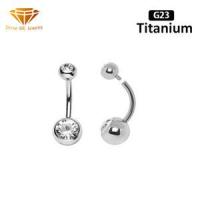 China Fashion Jewelry Body Piercing G23 Titinaium ASTM F136 Titanium Piercing Double CZ Internal Thread Navel Tp1910I for sale