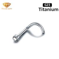 China Piercing Jewelry G23/F136 Titanium CZ Nose Ring Nose Nail Titanium Body Piercing Tp1936 for sale