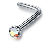 China High Quality G23 Titanium Hot Selling L Shape CZ Nose Nails F136 Titanium Body Piercing Nose Jewelry Tp1945CZ for sale