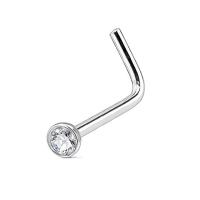 China High Quality G23 Titanium Hot Selling L Shape CZ Nose Nails F136 Titanium Body Piercing Nose Jewelry Tp1945CZ for sale
