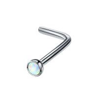 China High Quality G23 Titanium Hot Selling L Shape CZ Nose Nails F136 Titanium Body Piercing Nose Jewelry Tp1945CZ for sale