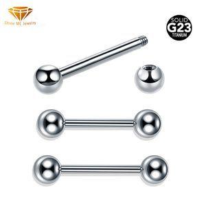 China G23 Titanium External Thread Titanium Ball Tongue Nail Factory Direct Selling Body Piercing Jewelry Titanium Tongue Nail Barbell Tp1901 for sale