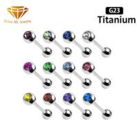 China Titanium G23 Seting Zircon Barbell Tongue Nail F136 Titanium Piercing Jewelry Tp1996 for sale