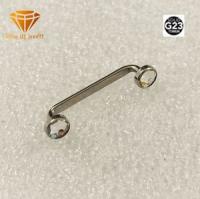 China High Quality Silver Jewelry Fashion Accessories Stainless Steel Body Piercing G23 Solid Titanium Piercing Navel Curves with 2 Stones Tp1936 for sale