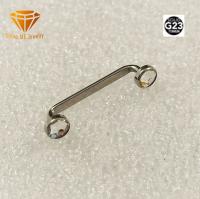 China High Quality Silver Jewelry Fashion Accessories Stainless Steel Body Piercing G23 Solid Titanium Piercing Navel Curves with 2 Stones Tp1936 for sale