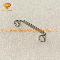 China High Quality Silver Jewelry Fashion Accessories Stainless Steel Body Piercing G23 Solid Titanium Piercing Navel Curves with 2 Stones Tp1936 for sale