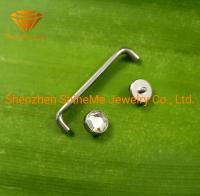 China High Quality Silver Jewelry Fashion Accessories Stainless Steel Body Piercing G23 Solid Titanium Piercing Navel Curves with 2 Stones Tp1936 for sale