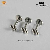 China F136 Titanium Geometric Spherical Lip Studs Balls Ear Studs Round Beads Internal Threads High Polishing Piercing Jewelry Sm0387 for sale