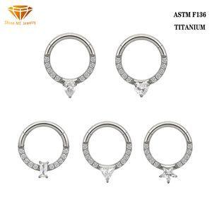 China G23 / F136 Titanium Hinged Segment Hoop Ring Piercing Body High Polished Earring Nose Rings Jewelry Wholesale Sm1551 for sale