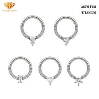 China G23 / F136 Titanium Hinged Segment Hoop Ring Piercing Body High Polished Earring Nose Rings Jewelry Wholesale Sm1551 for sale