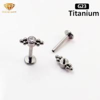 China G23 Titanium Piercing 1.0mm 18g Rod Internally Threaded with CZ Bezel Top Labret Sm0752 for sale