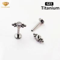 China G23 Titanium Piercing 1.0mm 18g Rod Internally Threaded with CZ Bezel Top Labret Sm0752 for sale