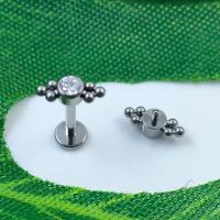 China G23 Titanium Piercing 1.0mm 18g Rod Internally Threaded with CZ Bezel Top Labret Sm0752 for sale
