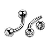 China G23 Medical Titanium F136 Titanium Jewelry Eyebrow Nail Cross-Border Hot Sale Basic External Thread 2 Zircon Eyebrow Nail Tp1997 for sale