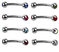 China G23 Medical Titanium F136 Titanium Jewelry Eyebrow Nail Cross-Border Hot Sale Basic External Thread 2 Zircon Eyebrow Nail Tp1997 for sale