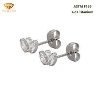 China Fashion Jewelry ASTM F136 / G23 Titanium CNC Set 3 Marquise CZ Earring Stud Tper1539 for sale