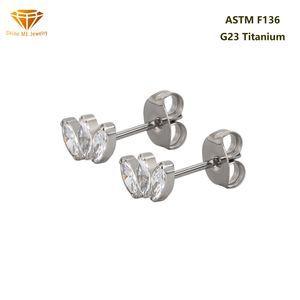 China Fashion Jewelry ASTM F136 / G23 Titanium CNC Set 3 Marquise CZ Earring Stud Tper1539 for sale