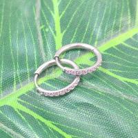 China Body Jewelry G23 ASTM F136 Titanium Piercing Jewelry Pink CZ Paved Side Earring Tper98p for sale