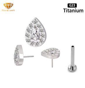 China Piercing Jewelry Titanium Push Pin Labrets Top Threadless Combine Earring Heart Top Sm0219 for sale