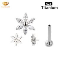 China ASTM F136 Titanium Body Piercing Jewelry Sun Flower Lip Rings Helix Colorful 6 Marquise CZ Labret Sm1066 for sale