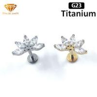 China Fine Jewelry Titanium 5 Prong Set Marquise CZ Internally Threaded Top Labret Helix Tragus Lip Stud Body Piercing Jewelry Earring Sm286s for sale