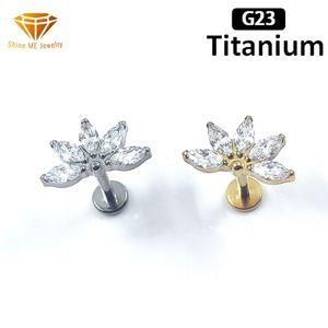 China Fine Jewelry Titanium 5 Prong Set Marquise CZ Internally Threaded Top Labret Helix Tragus Lip Stud Body Piercing Jewelry Earring Sm286s for sale