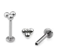 China ASTM F136 Titanium Internally Thread Labret Body Piercing Jewelry Simple 3 Balls Top Earring Lip Ring Wholesale Piercing Sm0386 for sale