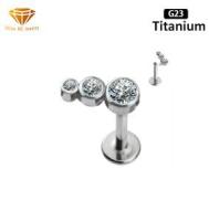 China ASTM F136 G23 Titanium Lip Ring 3 CZ Opal Labret Body Piercing Jewelry Wholesale Sm0160 for sale