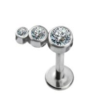 China ASTM F136 G23 Titanium Lip Ring 3 CZ Opal Labret Body Piercing Jewelry Wholesale Sm0160 for sale