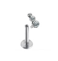 China ASTM F136 G23 Titanium Lip Ring 3 CZ Opal Labret Body Piercing Jewelry Wholesale Sm0160 for sale