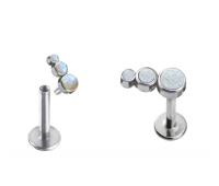 China ASTM F136 G23 Titanium Lip Ring 3 CZ Opal Labret Body Piercing Jewelry Wholesale Sm0160 for sale
