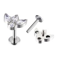 China Wholesale ASTM F136 Titanium 3 Marquise CZ and Round CZ Center Top Labret Earring Women Body Piercing Jewelry Tpn055in for sale