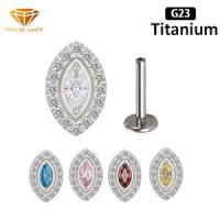 China Labret Fashion G23 ASTM F136 Titanium Piercing Jewellery Colorful CZ Marquise Lip Rings Nose Ring Earring Top Part Wholesale Jewelry Sm1139 for sale