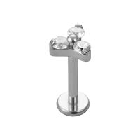 China ASTM F136 / G23 Titanium 3 CZ Lip Studs Hot Selling Three Petal Flower Ear Studs in Europe and America Body Piercing Jewelry Tnp0009 for sale