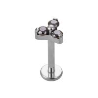 China ASTM F136 / G23 Titanium 3 CZ Lip Studs Hot Selling Three Petal Flower Ear Studs in Europe and America Body Piercing Jewelry Tnp0009 for sale